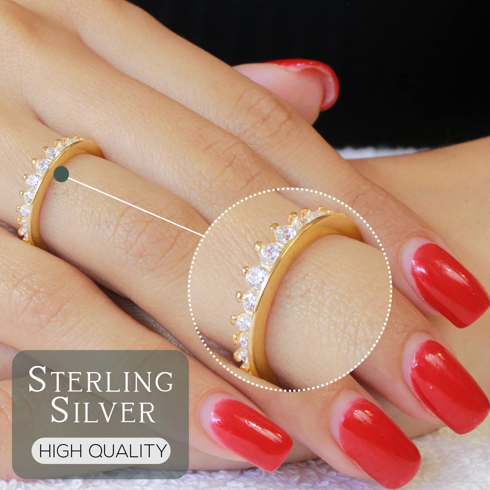 CloseoutWarehouse Cubic Zirconia Journey Tiara Ring Yellow Gold-Tone Plated Sterling Silver Size 15