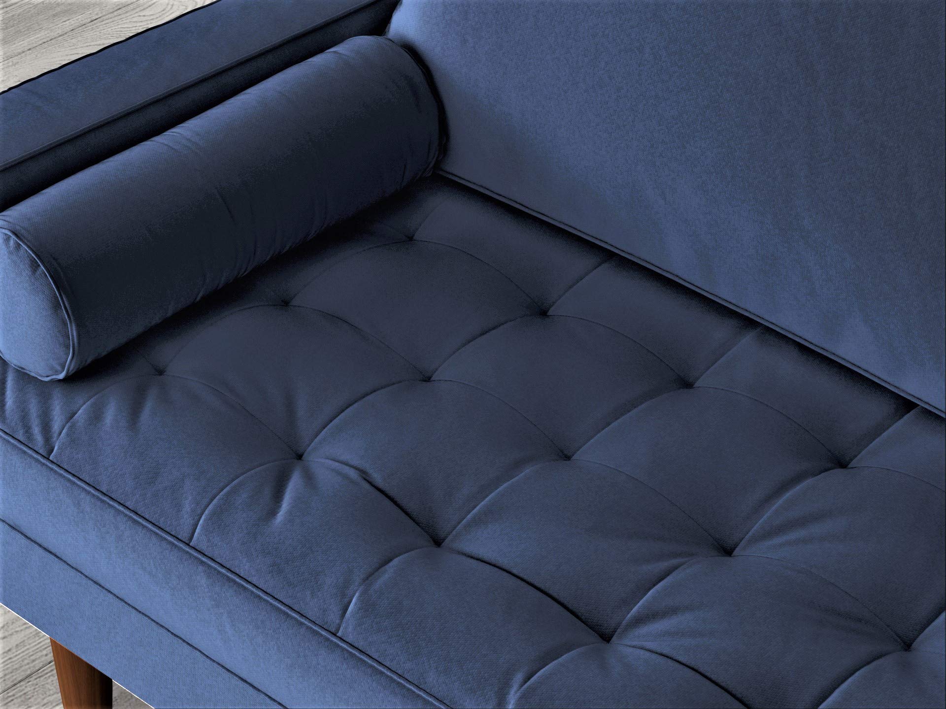 Container Furniture Direct Womble Velvet Upholstered Living Room Diamond Tufted Chesterfield Loveseat With Gleaming Nailhead, Space Blue