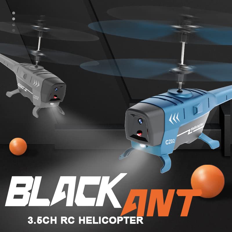 DAKYAM Remote Control Helicopter, Indoor Outdoor Flying 3.5 Channel Mini RC Helicopter with LED Lights, Intelligence Obstacles Avoidance Mini RC Aircraft with Altitude Hold for Kids Adults (Silver)