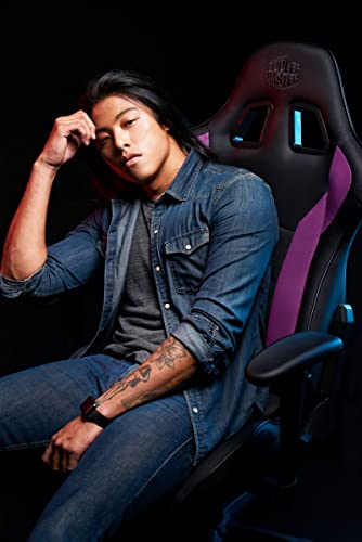 Cooler Master Caliber R1 Gaming Chair for Computer Game, Office and Racing Style Gamer, Comfy Ergonomic Reclining High Back Desk Chairs with Arms & Seat Adjustment Lumbar Support PU Leather, Purple