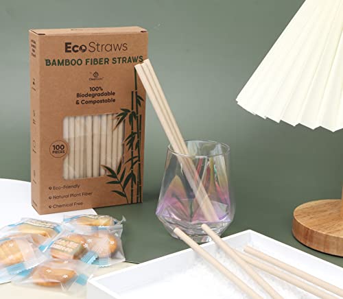 Eco Straws Disposable β Biodegradable Bamboo Paper Straw β Natural Compostable Long Drinking Straws for Cocktail, Smoothie, Coffee, Cereal, and Soft Drinks β Plastic Straws Alternative - 100pcs