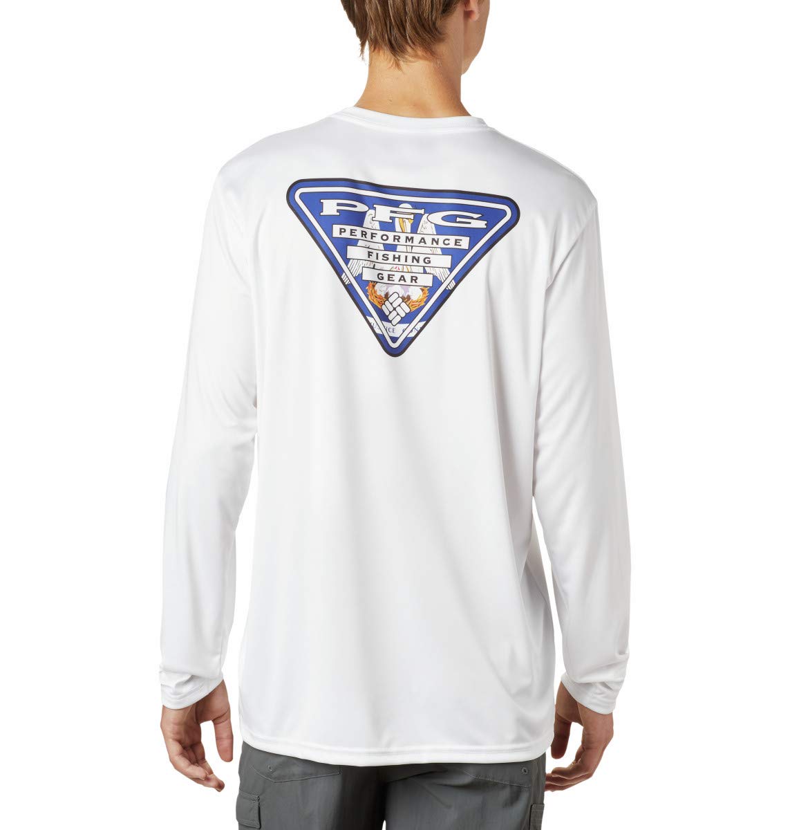 Columbia Men's Terminal Tackle PFG State Triangle Long Sleeve, White/La Flag, 3X Big