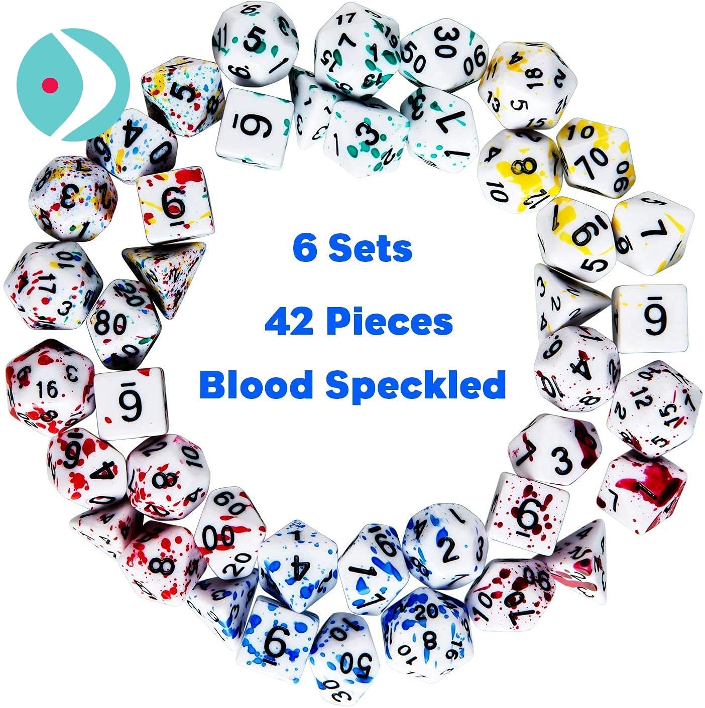 DND Retro Dice Set Polyhedral - IDTQ Dungeons and Dragons Imitation of Old Purple Red White Black Blue Yellow Green Dice Set RPG MTG Table Games 6sets D4 D6 D8 D10 D12 D20