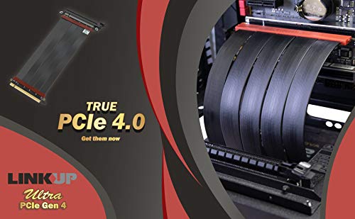 LINKUP - Ultra PCIe 4.0 X16 Riser Cable [RTX4090 RX6950XT x570 B550 Z690 Tested] Shielded High-Speed Vertical Mount Gaming PCI Express Gen4┃Straight Socket (25cm / 9.8") Gen 3.0 TT Compatible┃White
