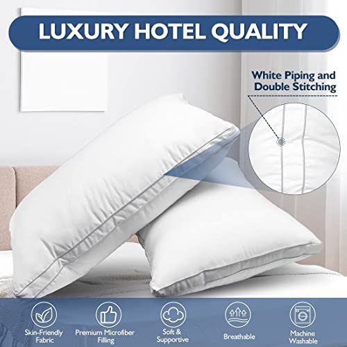 JICUSE Bed Pillows Standard Size Set of 2, Hotel Quality Standard Pillows 2 Pack for Sleeping with Soft Down Alternative Filling, Gusseted Bedding Pillow for Back, Stomach or Side Sleepers, 20" x 26"