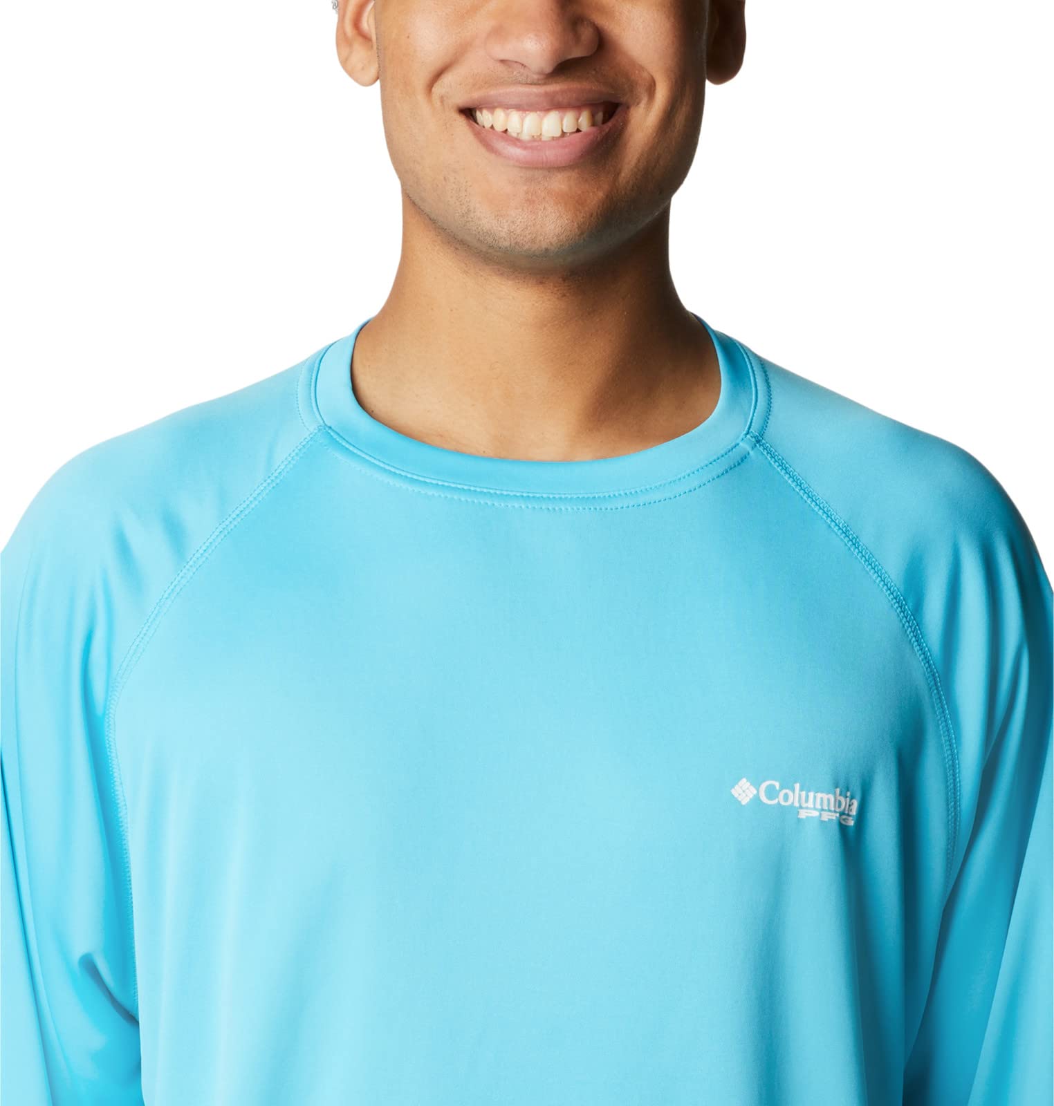 Columbia Men's Terminal Tackle Long Sleeve Fishing Shirt, Compass Blue/Carbon Logo, Small
