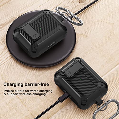 Lopnord Case for Airpod Pro Case Cover with Lock, Compatible for Airpods Pro 2nd Generation/1st Generation Case (2023/2022/2019), Shockproof Cover for iPod Pro Case Men Women(AirPod Pro Not Included)