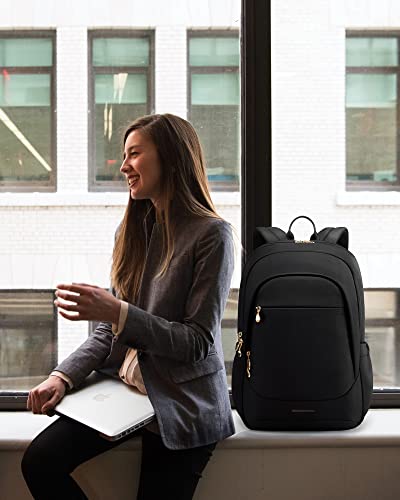 LIGHT FLIGHT Travel Laptop Backpack, 17.3 Anti Theft Laptop Backpack with USB Charging Hole, Water Resistant College Bookbag, Large Capacity Black Computer Backpacks for Work, Black