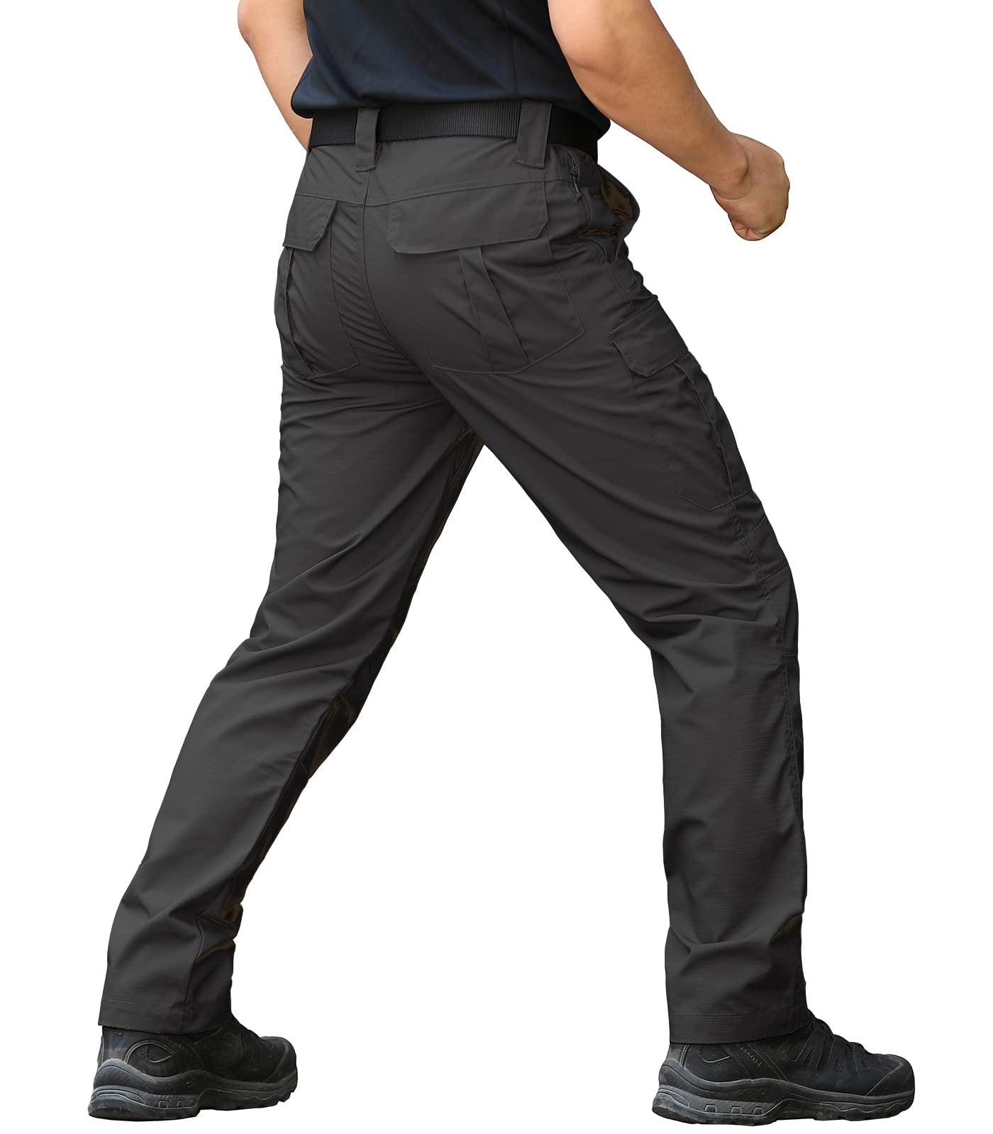CARWORNIC Men's Ripstop Tactical Pants Waterproof Lightweight Work Pants EDC Army Uniform Combat Military Pants Multi Pocket Relaxed Fit Cargo Pants Casual Outdoor Hiking Trousers Black