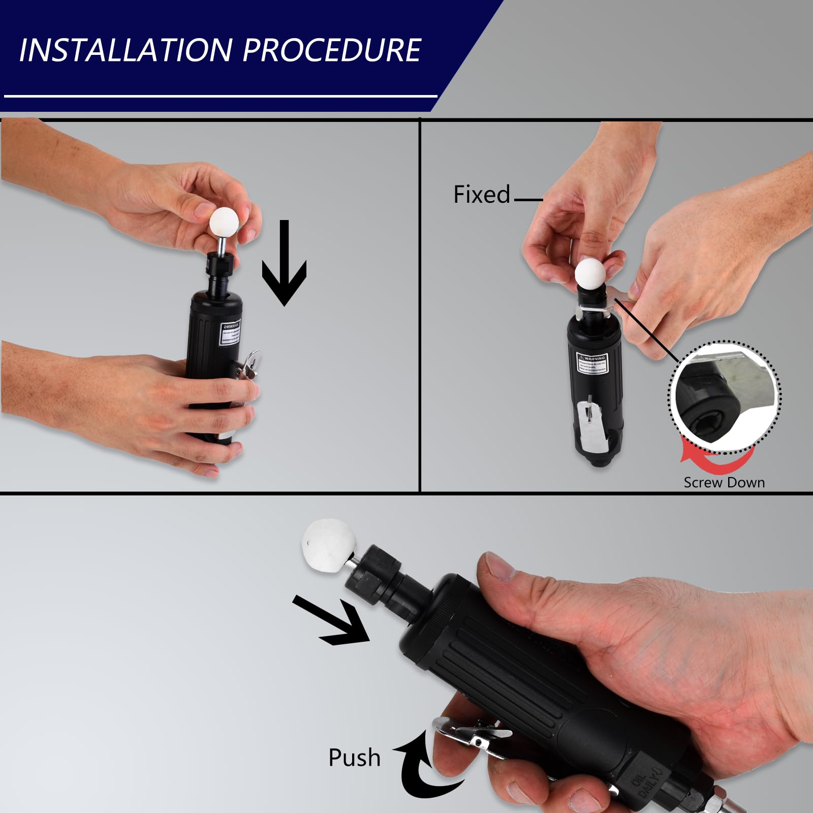 HYFN Air Die Grinder Kit 1/4Inch 20000RPM Right Angle Die Grinder 18Pcs Die Grinders Pneumatic Angle Grinder Safety Switch For Polishing Air Grinder Tool Air Tool