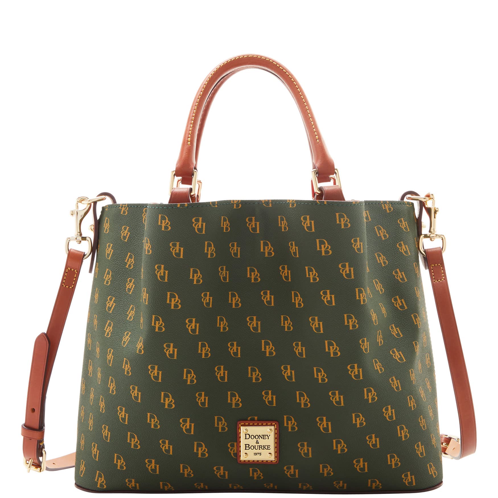 Dooney & Bourke Women's Gretta Brenna Satchel in Coated Cotton, Large Handbag with Adjustable & Detachable Shoulder Strap, Ivy
