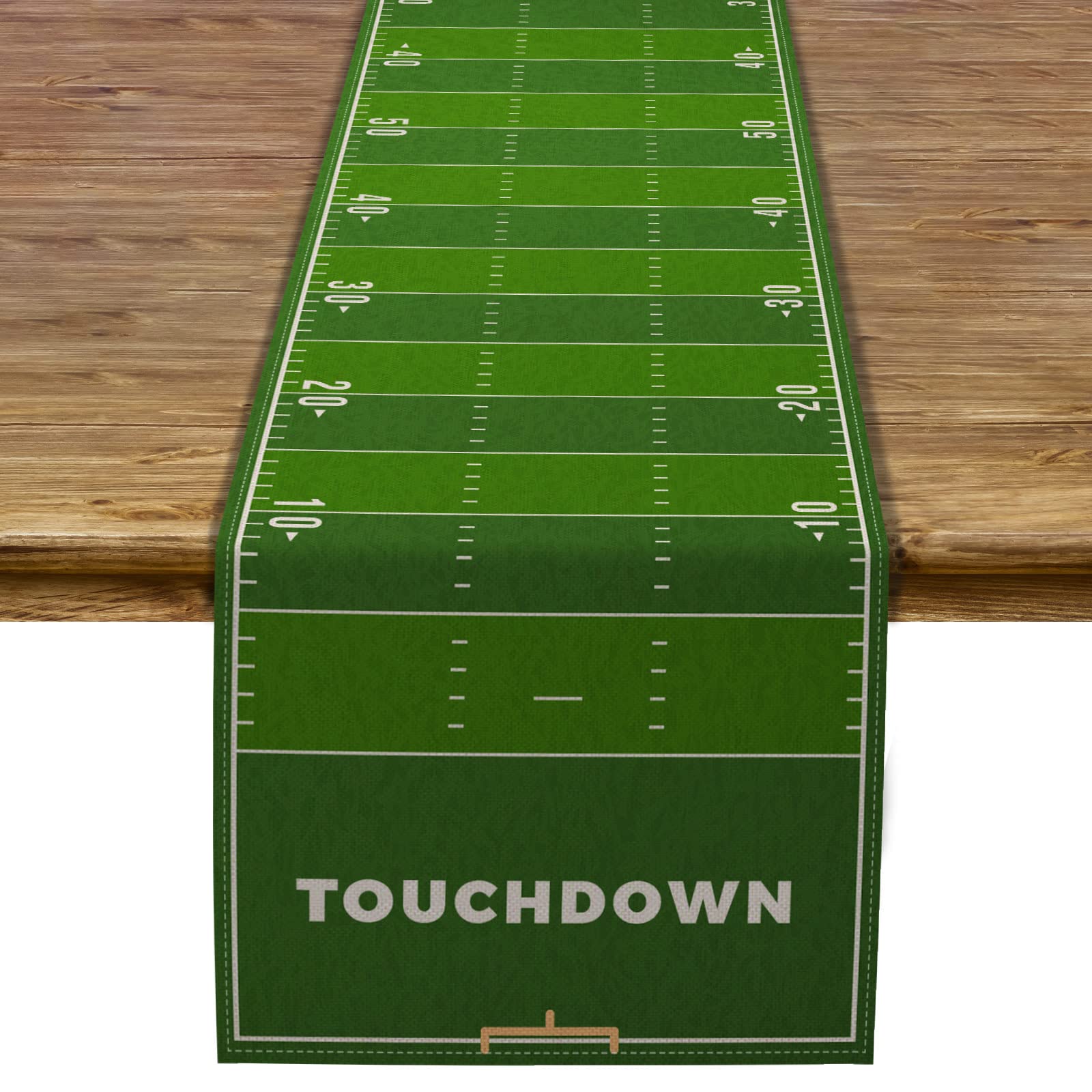 Pudodo Football Field Table Runner Touchdown Game Day Tablecloth Football Theme Birthday Party Kitchen Dining Home Decoration (13" x 72")