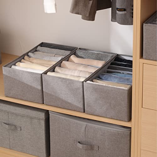 tianzong 3-Piece Set Wardrobe Clothes Organizer, Extra-Large Clothes Organizer for Jeans and Folded Clothes (5 + 7 + 9 Grids, Light Grey)