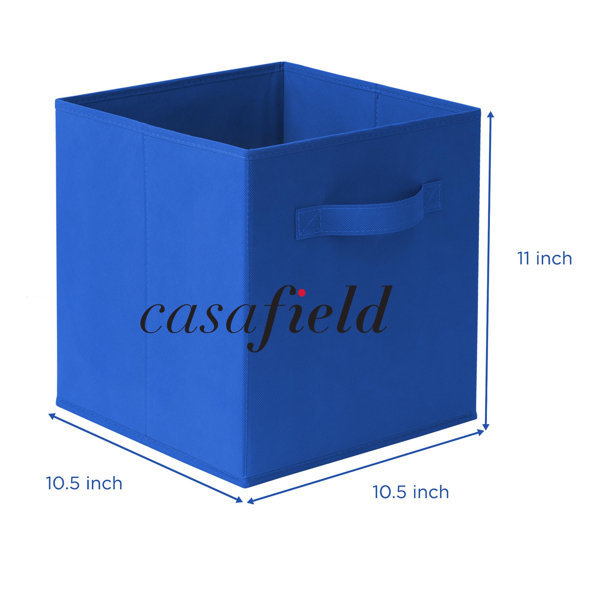 Casafield Set of 6 Collapsible Fabric Cube Storage Bins, Royal Blue - 11" Foldable Cloth Baskets for Shelves, Cubby Organizers & More