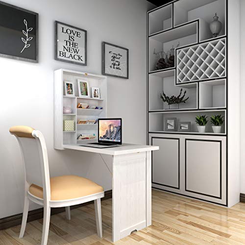 Casart Multi-Function Computer Desk, Wall Mounted Fold Out Table, Convertible Desk Writing Desk for Home and Office