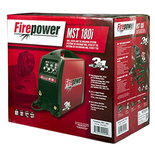 FIREPOWER 1444-0871 MST 180i 3-in-1 MiG, Stick and Tig Welding System, 180 Amp Max Output, 1/4" Max Plate Thickness, 50/60 Hertz, 9,000 Watt Generator, 208/230 VAC