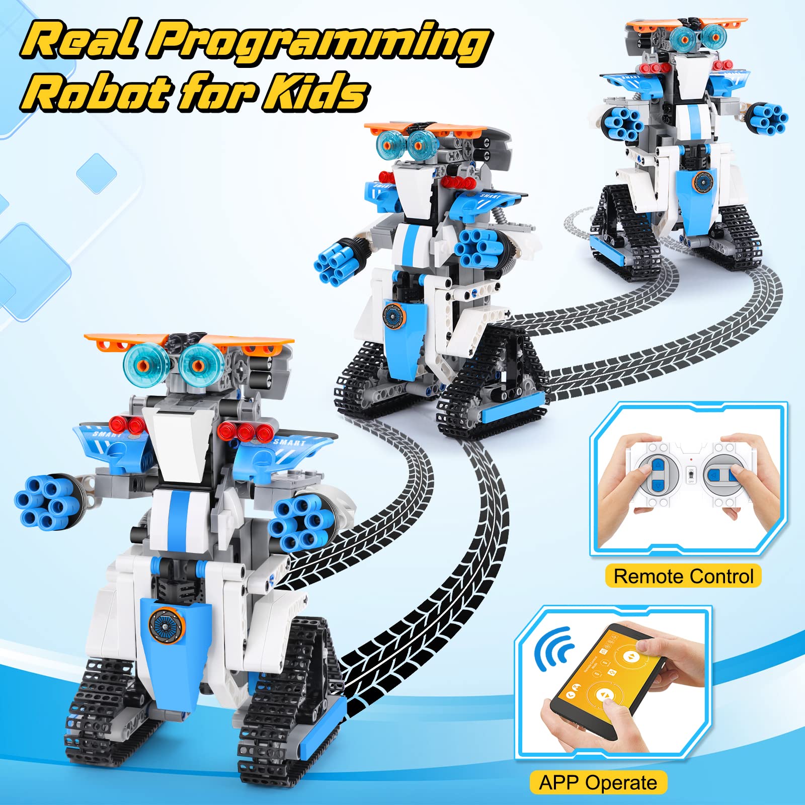 STEM Projects for Kids Ages 8-12, Remote APP Controlled Robot Building Kit Educational Birthday Gifts for Boys Girls-358 Pieces