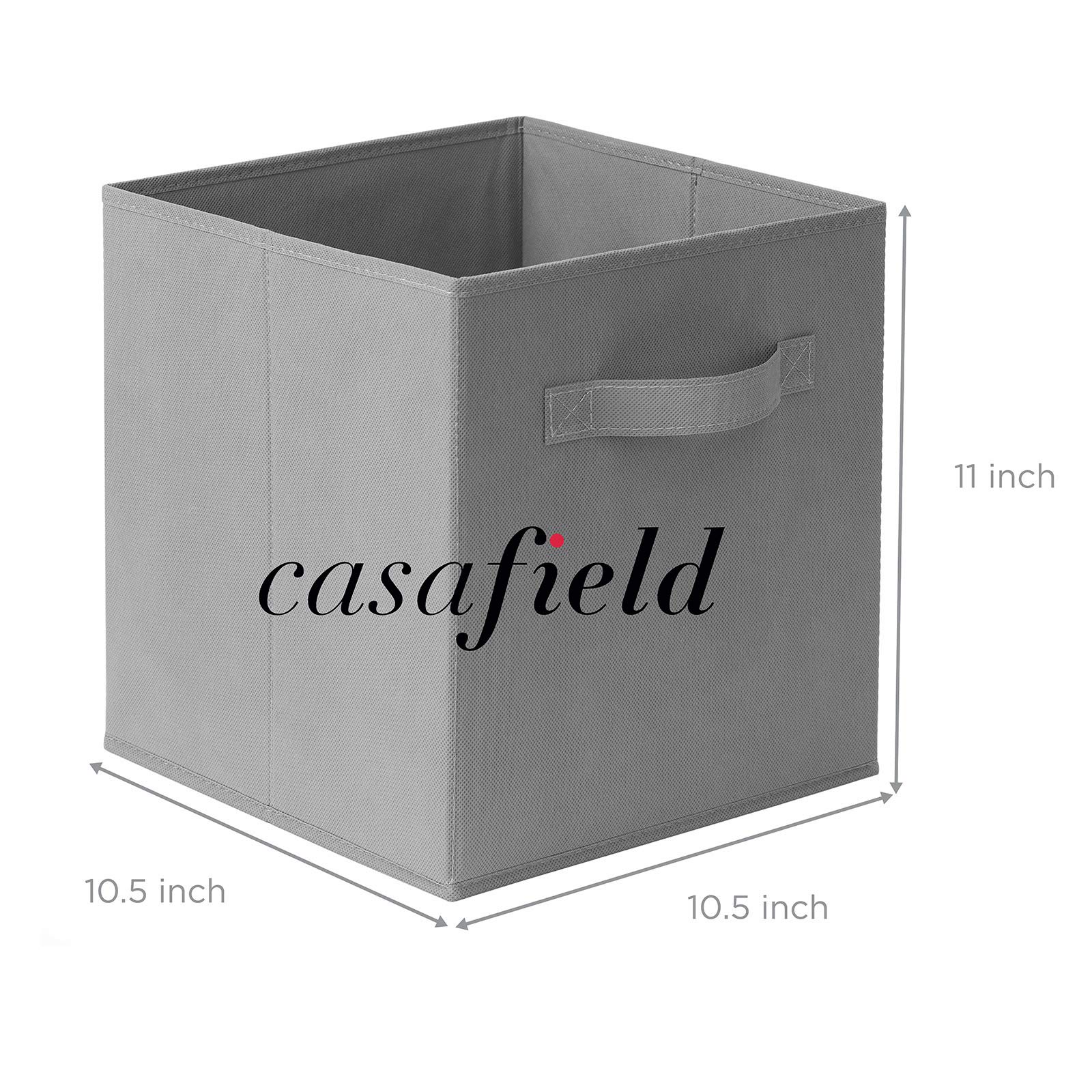 Casafield Set of 12 Collapsible Fabric Cube Storage Bins, Gray - 11" Foldable Cloth Baskets for Shelves, Cubby Organizers & More
