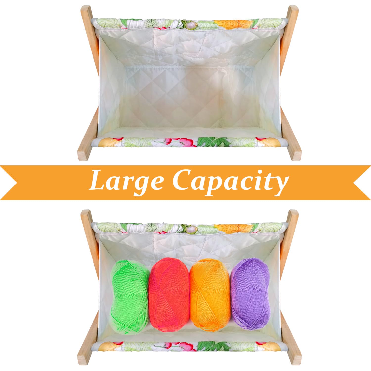Gkesgm Yarn Storage Organizer for Yarn Skeins,Large Crochet Yarn Holder Case for Carrying Projects, Knitting Needles, Crochet Hooks and Other Accessories