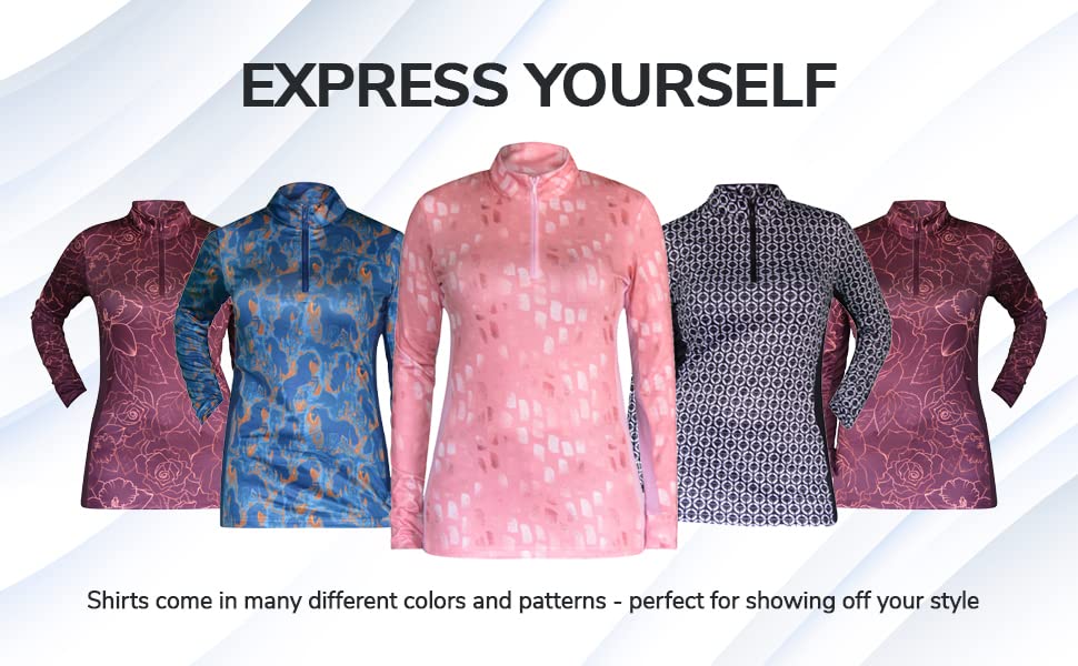 Equestrian Baselayer Long Sleeved Women's Horse Riding Sun Shirt (as1, Alpha, m, Regular, Regular, Plum Roses)
