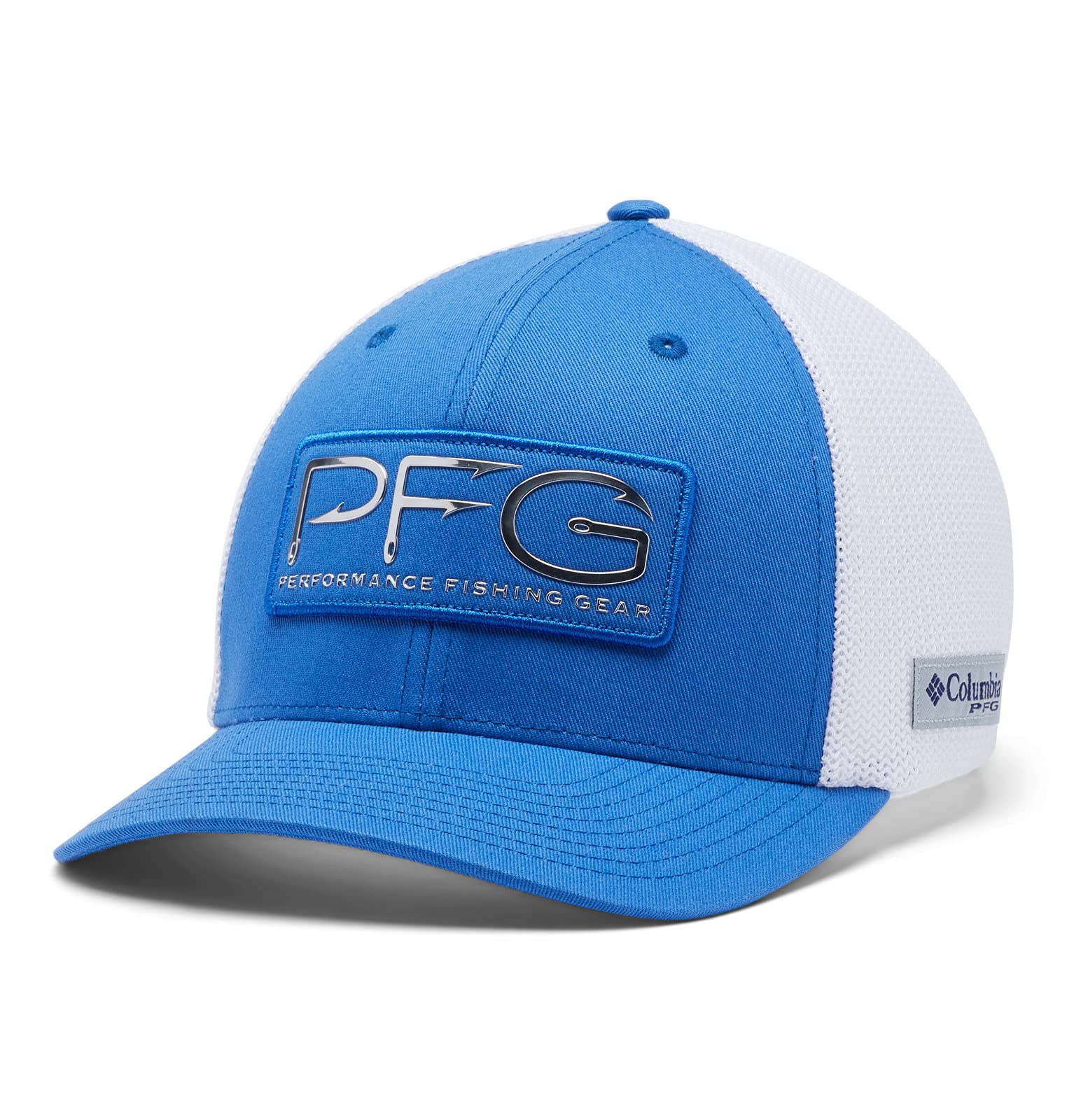 Columbia Unisex PFG Mesh Hooks Ball Cap, Vivid Blue/Silver, Large/X-Large
