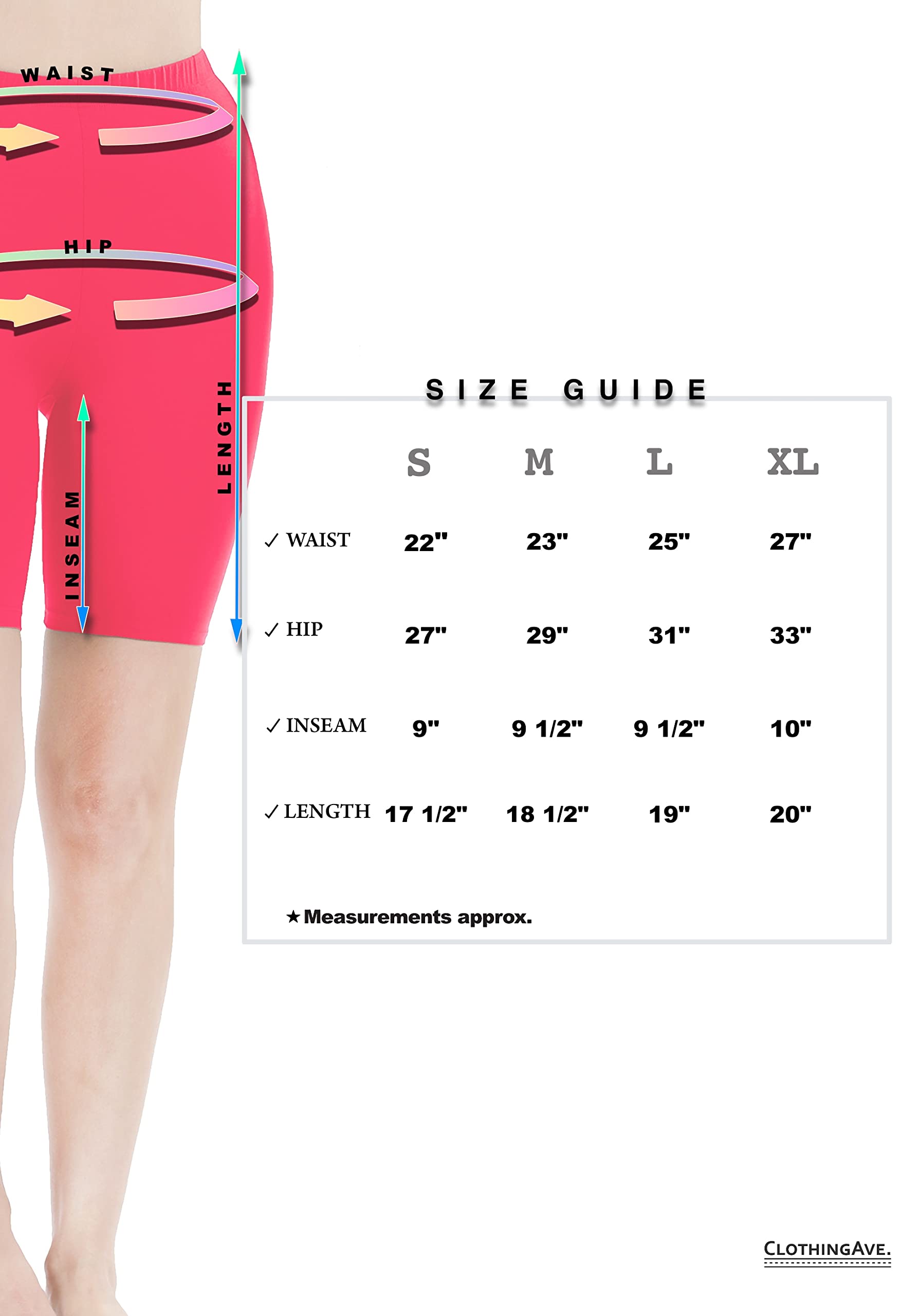 ClothingAve. Women's High Rise Basic Biker Shorts for Running Exercise Home Gym Active Athletic Leggings X-Large