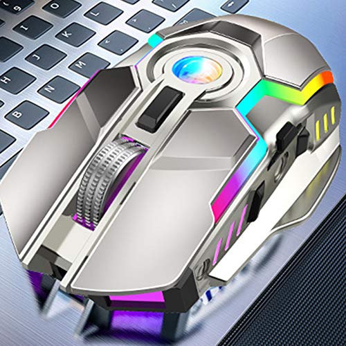 Rechargeable Gaming Mouse, 2.4gHz Wireless Mouse Streamer Gaming Mouse for Computer Laptop, With RGB Colorful Streamer Atmosphere(gray)