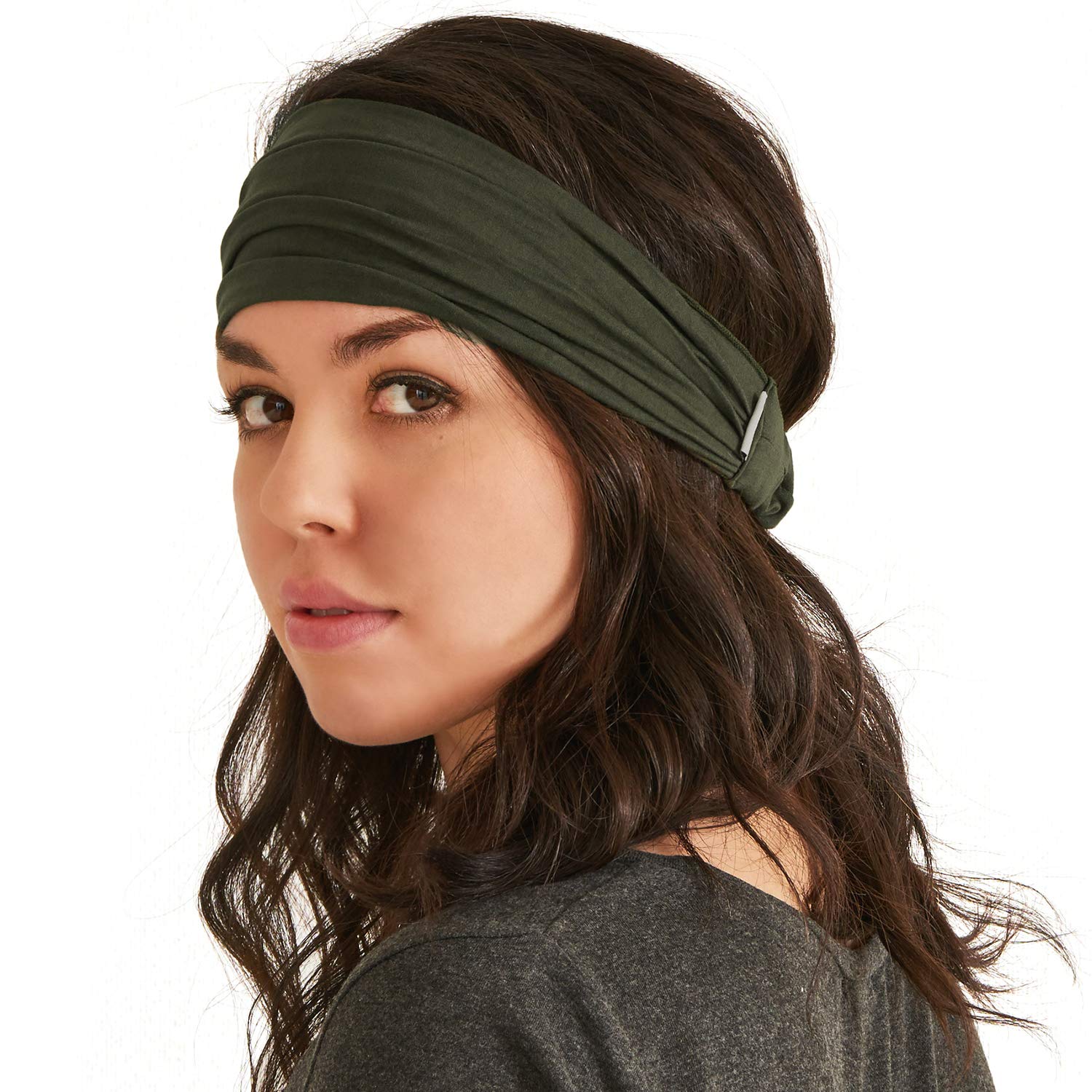 CHARM Khaki Japanese Bandana Headbands for Men and Women – Comfortable Head Bands with Elastic Secure Snug Fit Ideal Runners Fitness Sports Football Tennis Stylish Lightweight M