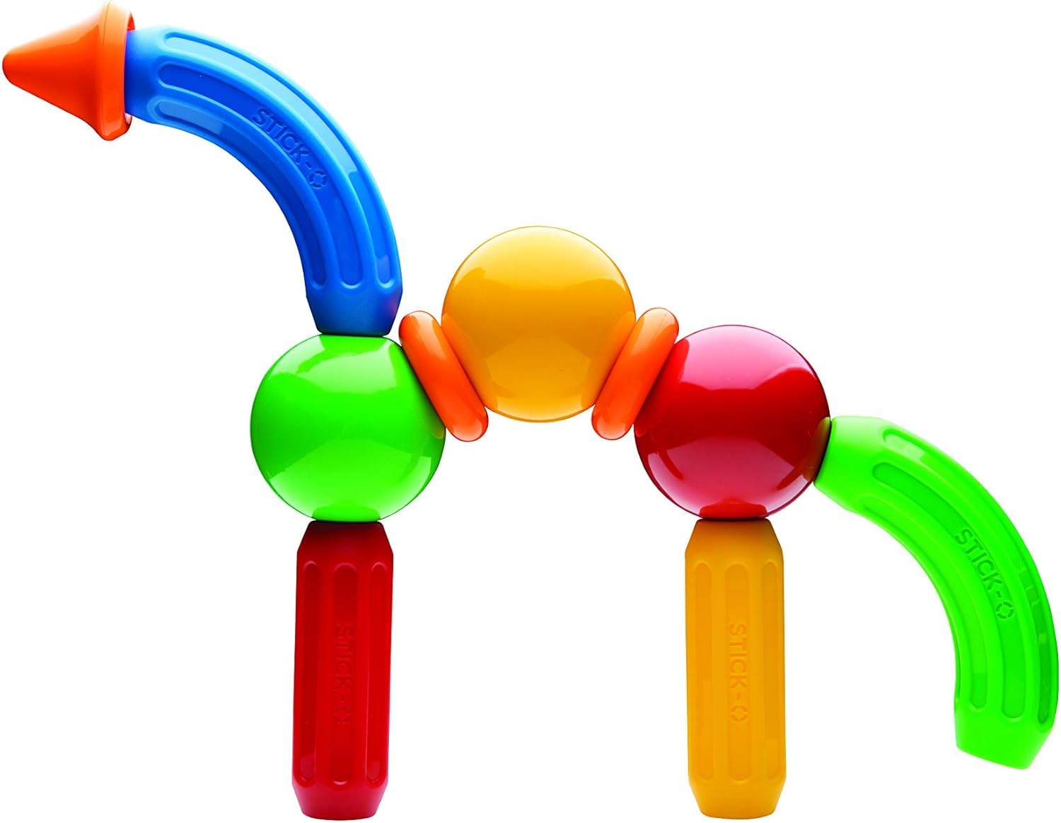 STICK O Basic 10 Piece Magnetic Building Set, Rainbow Colors, Educational STEM Construction Toy Ages 18M+