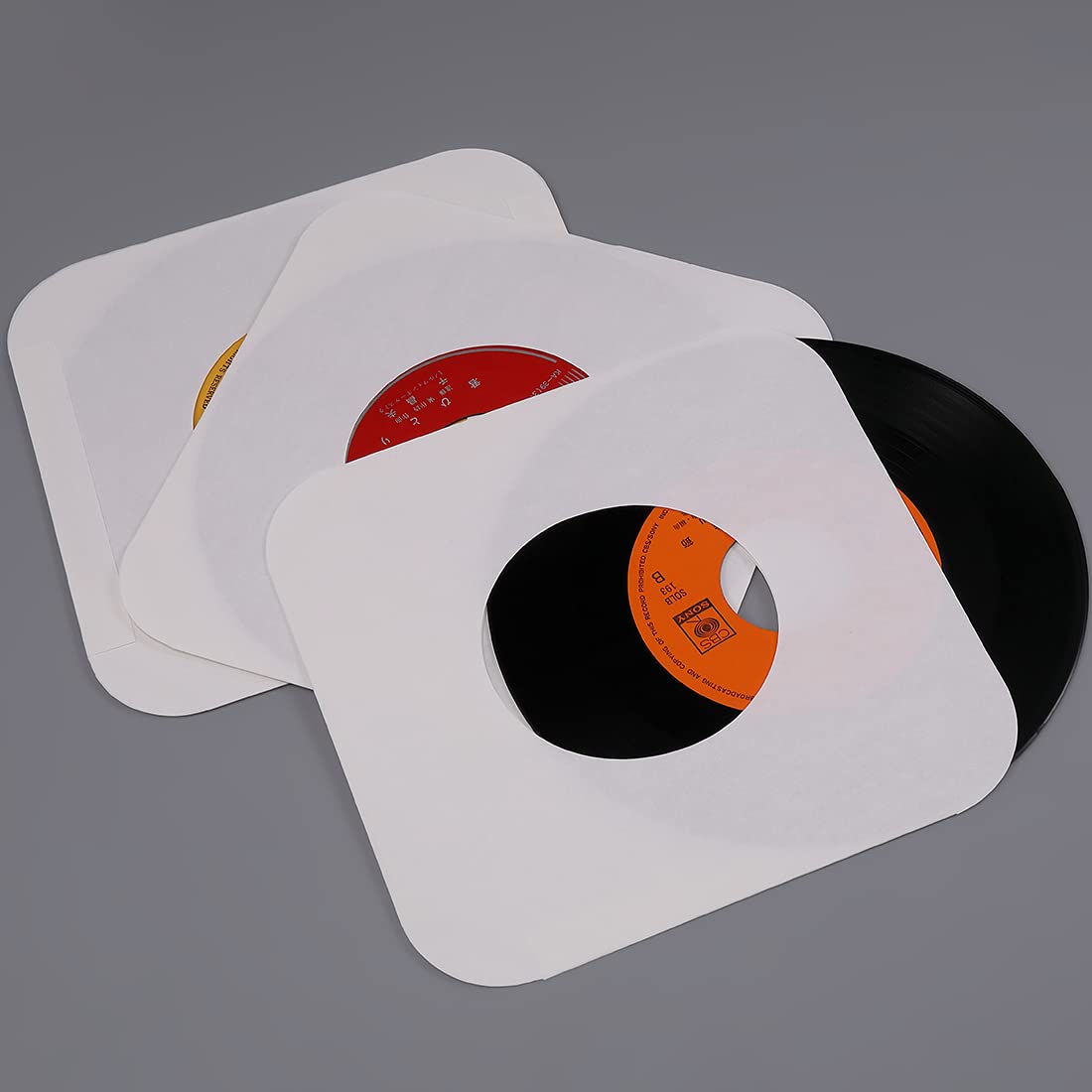 Record Vinyl Inner Sleeves in Acid Free Blank Paper, 7" LP Record Jackets Album Cover with Round Corner - Set of 50