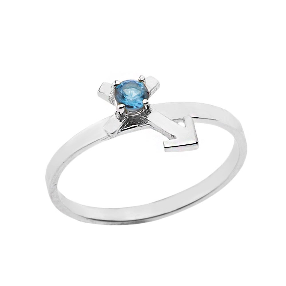 CaliRoseJewelry Sterling Silver Sagittarius Zodiac Ring for Women with December Birthstone (Size 8.5)