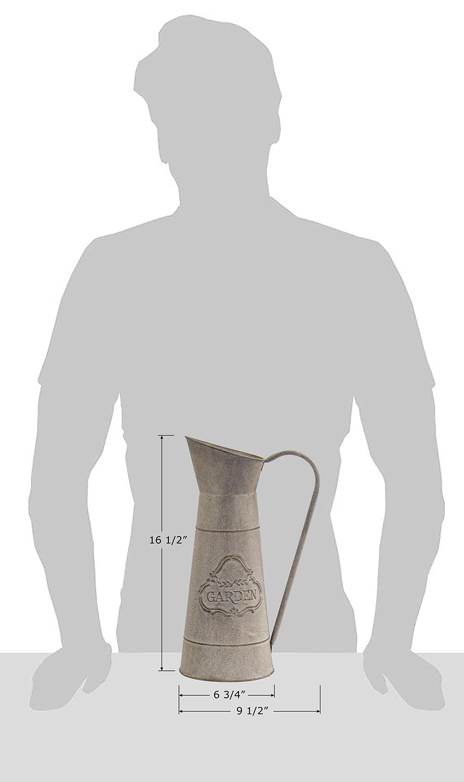 Red Co. Large Long Narrow Pitcher Decorative Stone Textured Beige Metal Pitcher Flower Vase Plant Holder Décor for Home and Garden