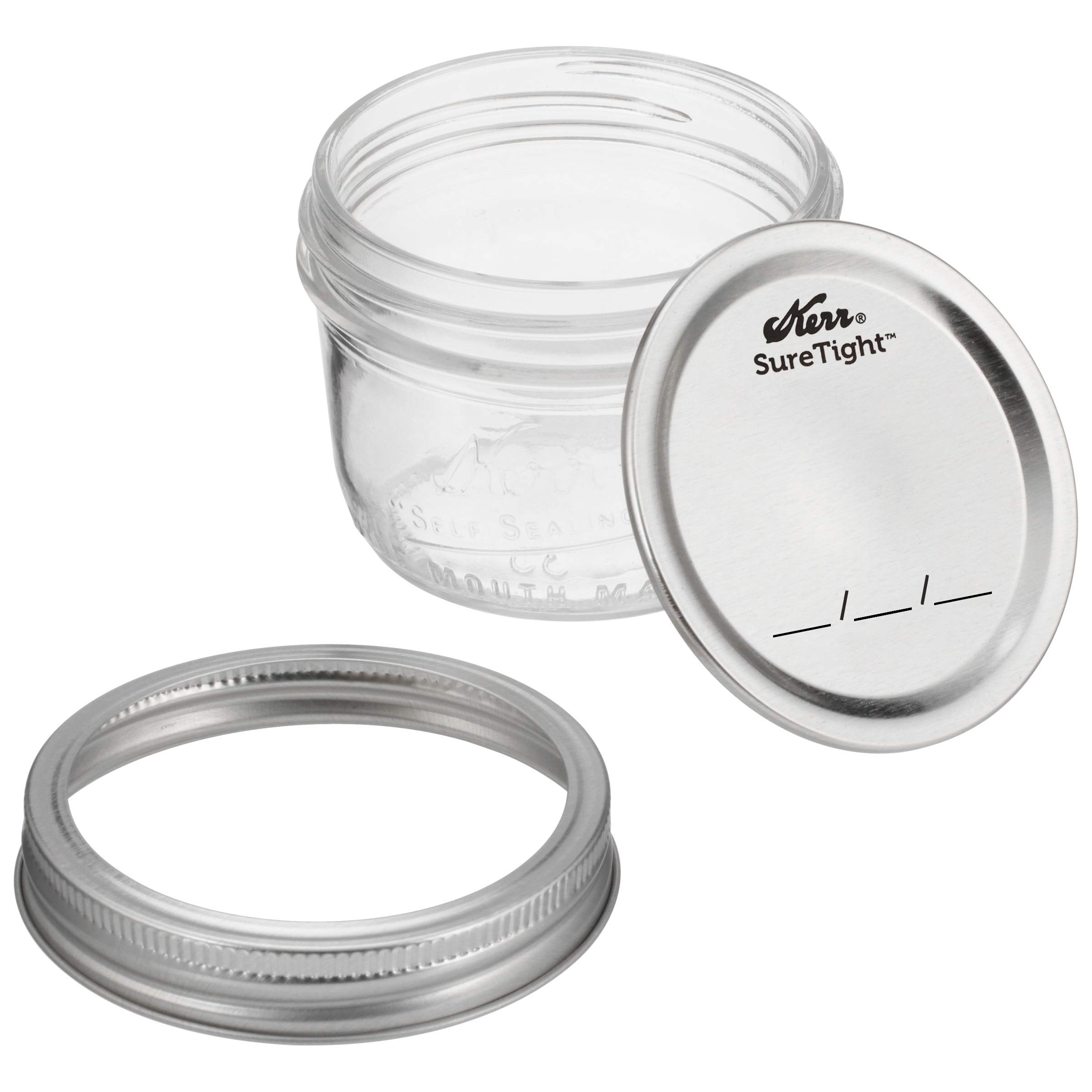 Kerr Wide Mouth Half-Pint Glass Mason Jars 8-Ounces with Lids and Bands 12-Count per Case (1-Case)