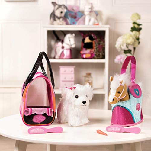 Pucci Pups β Beige Horse with Blue Stripes and Pink Pony Bag (ST8274Z) 10 inches