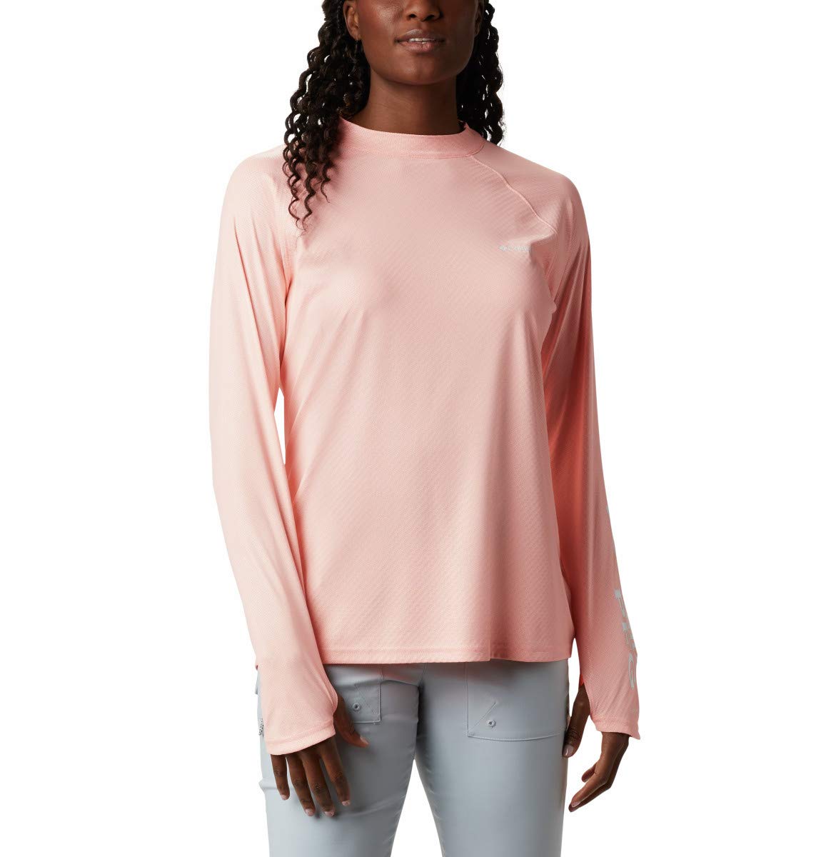 Columbia Women's Tidal Deflector Zero Mock Long Sleeve, Tiki Pink, Medium