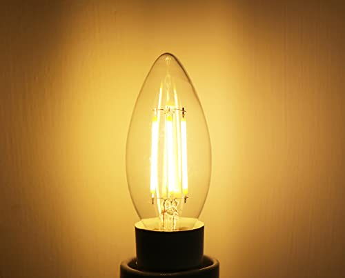 Lamsky 4W B22 Bayonet LED Filament Candle Light Bulb,2700K Warm White 400LM,C35 Shape Bullet Top,40W Incandescent Equivalent,Non-dimmable,4 Pack