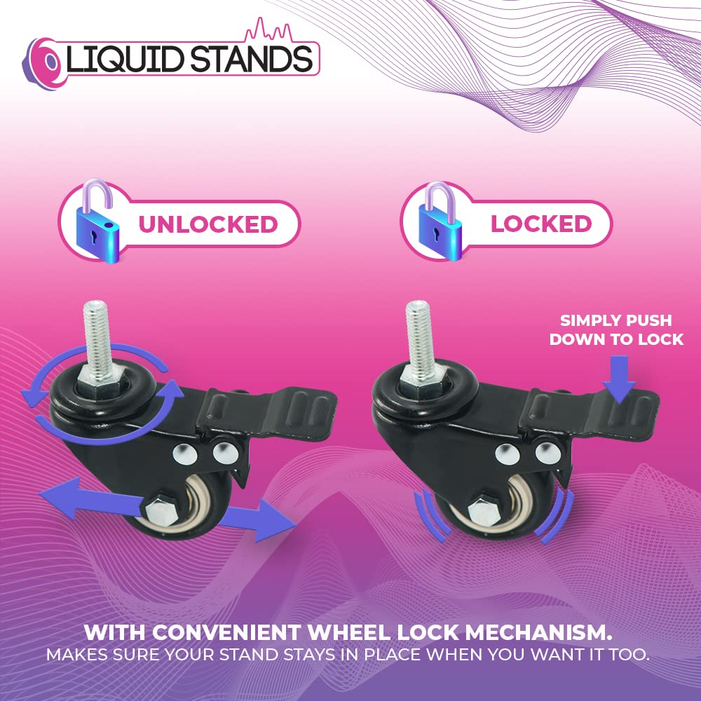 Liquid Stands Keyboard Stand Caster Wheels Set of 4 Replacement Locking Heavy Duty Wheels with Brake - Piano Stand Parts and Accessories