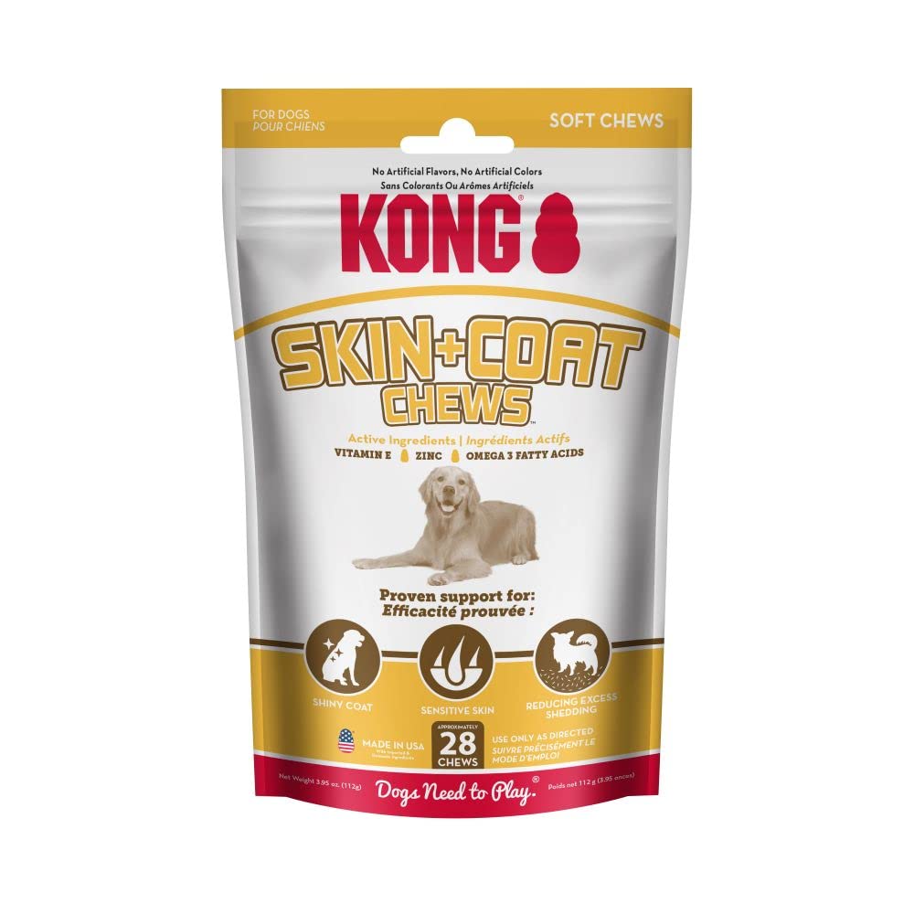 KONG - Dog Soft Chew for Skin and Coat - with Omega-3 Fatty acids, Vitamin E and zinc - 28 Count