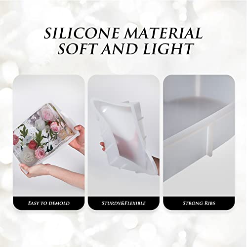 ISSEVE Large Resin Molds, Rectangle Silicone Molds for Resin Casting, Epoxy Resin Molds for Flower Preservation, DIY Personalized Resin Crafts with Bouquet, Home Decor, Wedding Gift