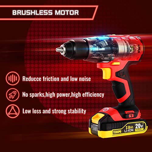 Cordless Drill Set, 20V Brushless Drill Driver, 2x 2.0Ah Li-ion Batteries, 530 In-lbs Torque, 1/2β All-metal Chuck, 21+1 Torque Settings, 0-1500RPM Variable Speed, 33pcs Accessories with Case