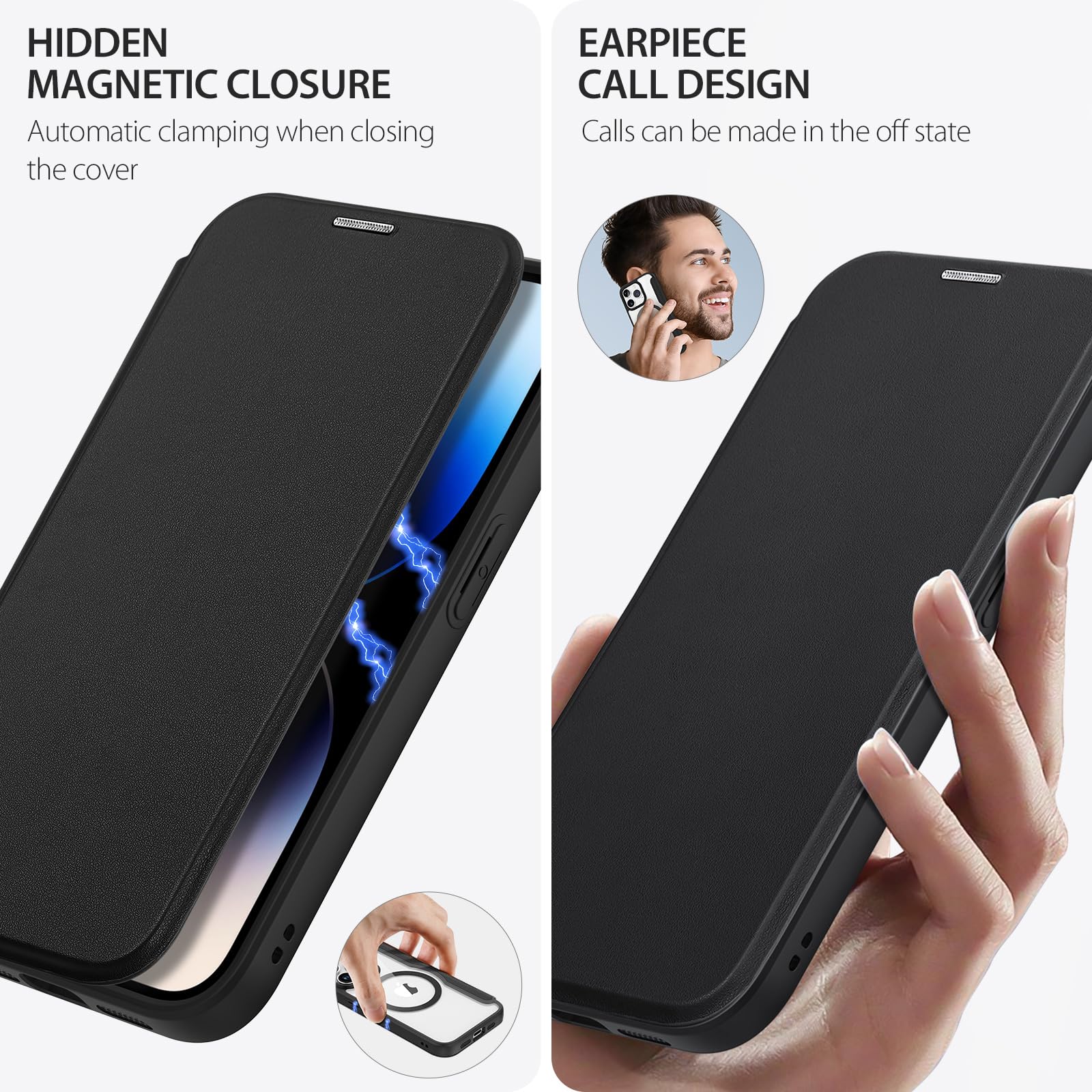 Case for iPhone 15 Pro Max Case Wallet Compatible with Magsafe, Shockproof Full Protective Flip Folio Wallet Case with RFID Blocking Card Slot PU Leather Cover for iPhone 15 Pro Max(6.7",Black)