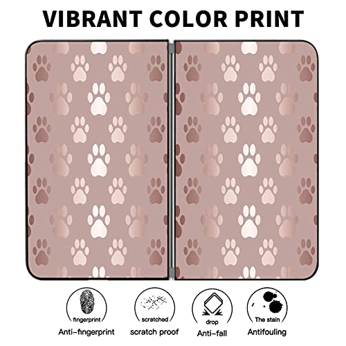 Case for Microsoft Surface Duo Case,Surface Duo Leather Case 2020, AIRWEE Ultra Slim Hard PC Back Case Protective Fold Cover for Microsoft Surface Duo,Pink Paw Print