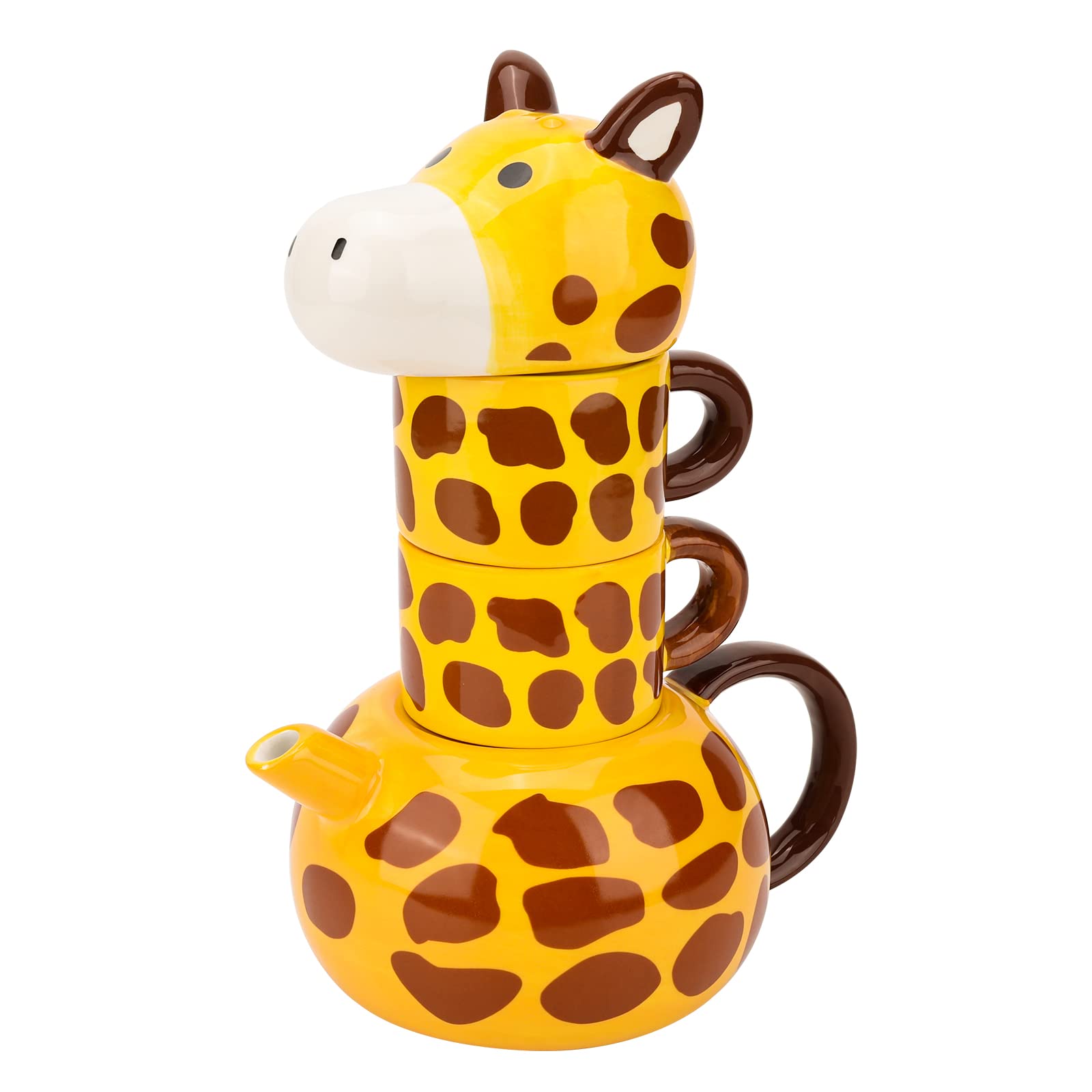 Funny Coffee Mug Set- Ceramic Material Giraffe Coffee Mug, Creative Cartoon Style Personalized Mug, Ceramics Tea Set, Suitable for Home, Office, Kitchen, Thanksgiving Gift (Value Pack)