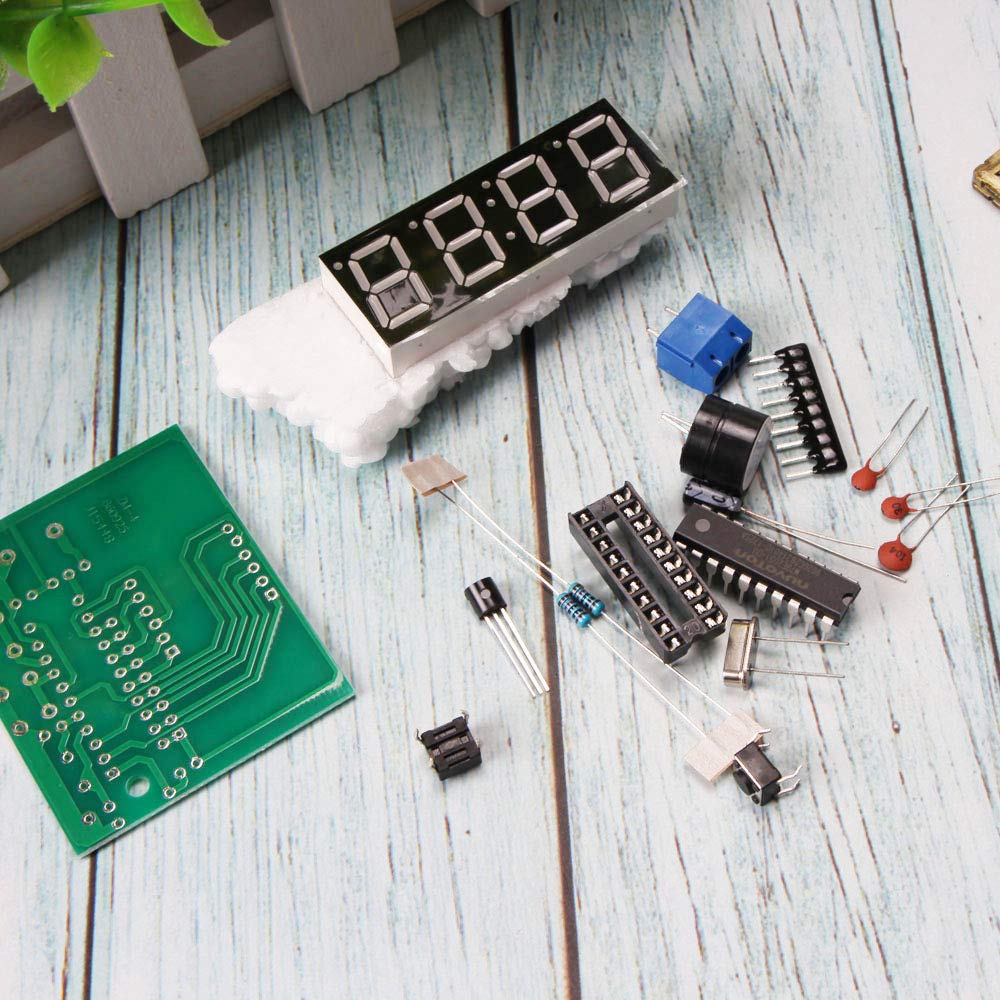 Comimark 1Pcs AT89C2051 Digital 4 Bits Electronic Clock Electronic Production Suite DIY Kit