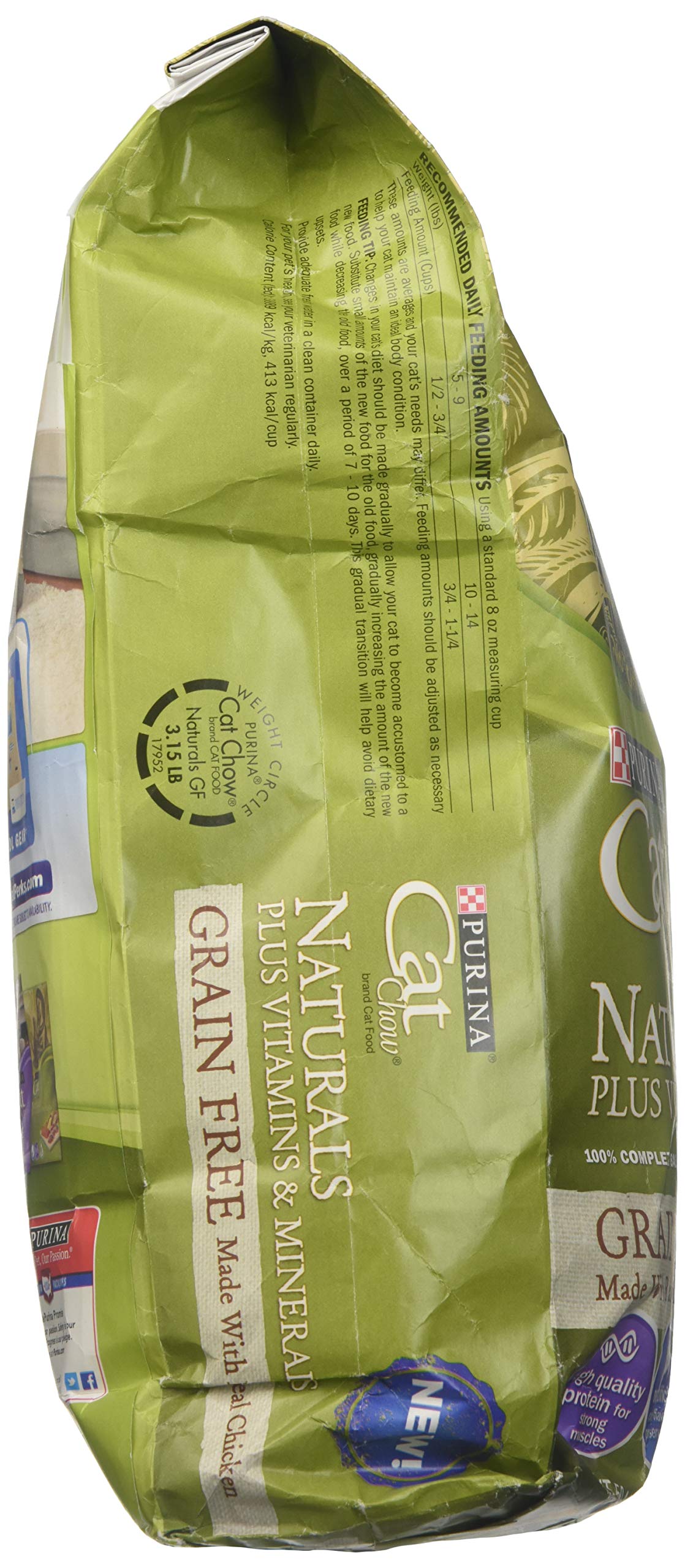 Purina Cat Chow Naturals Plus Vitamins & Minerals Grain Free Made with Real Chicken (1-3.15 lb Bag), Brown