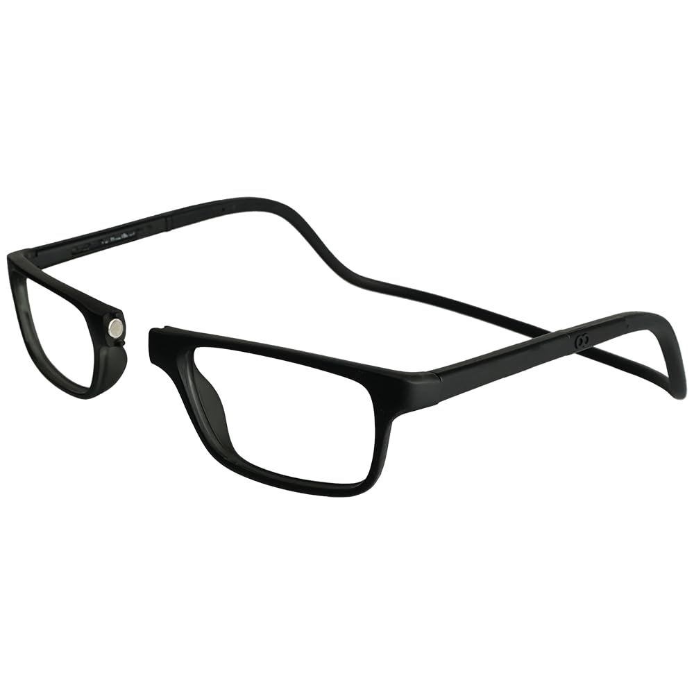 Clic Magnetic Reading Glasses by Slastik, Computer Readers, Soft Foldable Band, Replaceable Lens, Adjustable Temples, Nashi, (S-XL, Black, 1.75 Magnification)