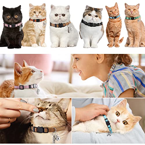 WROSWT Leather Cat Collar,2 Pack Breakaway Safety Buckle Collar with Name Tag and Airtag Case,Adjustable for Girl Boy Kitten (Blue + Green)