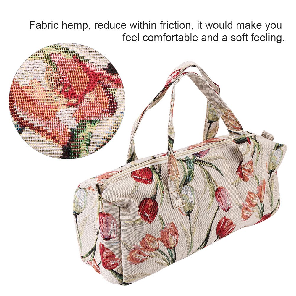 Large Fabric Knitting Needles Bag,Household Yarn Storage Tote Organizer Knitting Tools Storage Bag for Knitting Needles and Accessories(rose red)