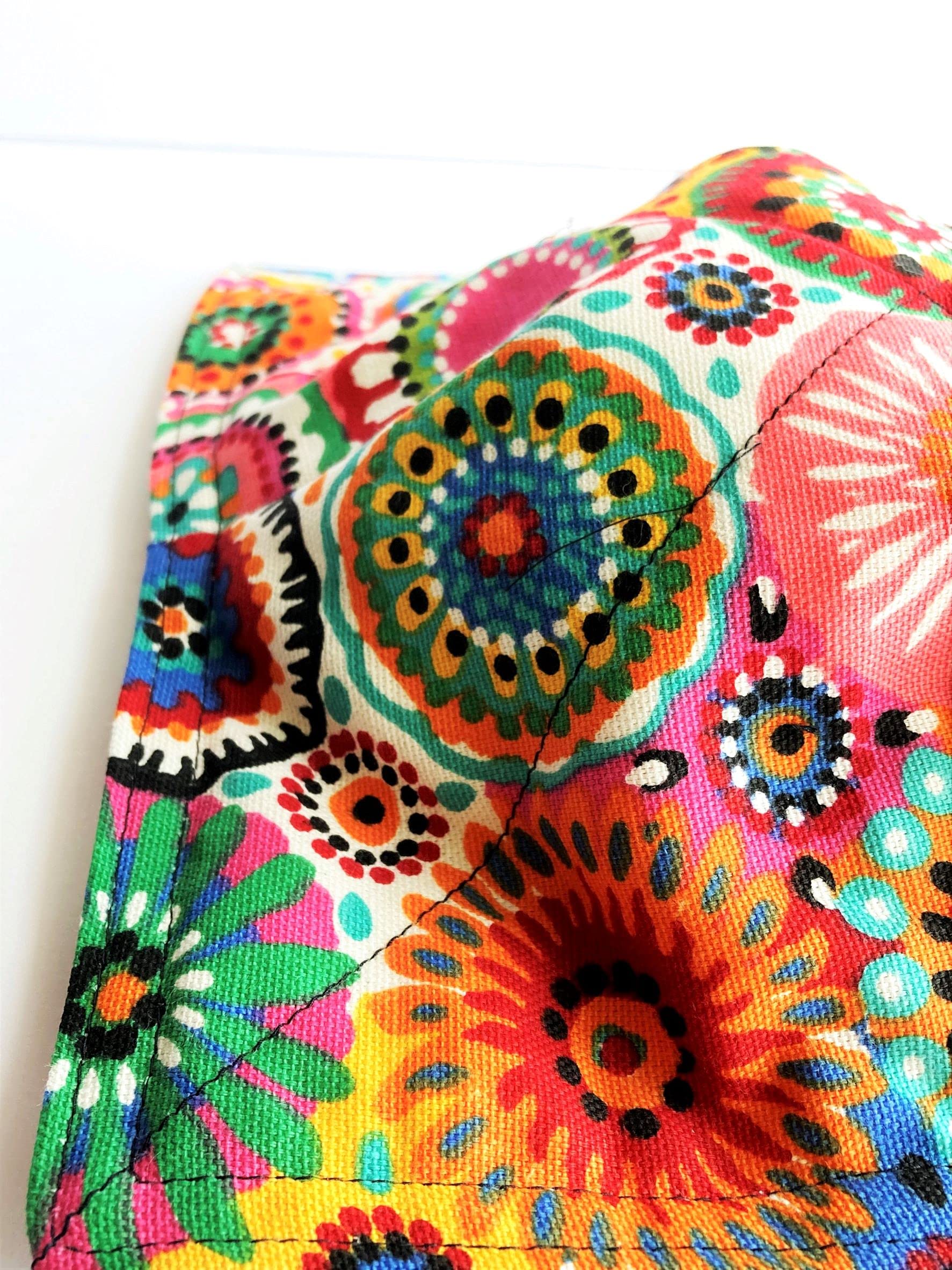 Fun Novelty Print Microwave Bowl Cozy - 8.5 inches for up to 8 inch bowls - Homemade in Texas, USA (Fiesta - Multi)