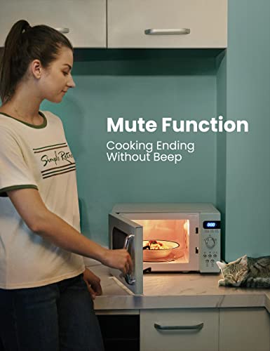 COMFEE' Retro Small Microwave Oven With Compact Size, 9 Preset Menus, Position-Memory Turntable, Mute Function, Countertop Microwave For Small Spaces, 0.7 Cu Ft/700W, Green, AM720C2RA-G